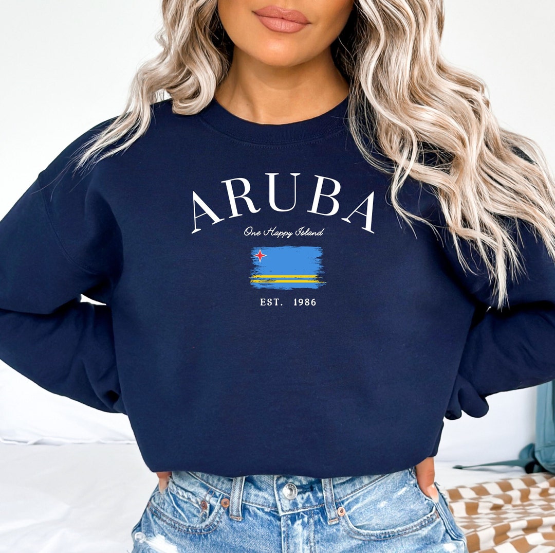 Aruba Flag Sweatshirt Island Crewneck Beach Pullover Vacation Keepsake ...