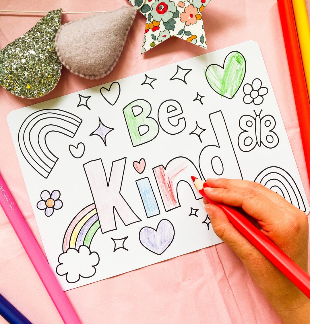 Children's Positive Colouring Postcards Children's - Etsy