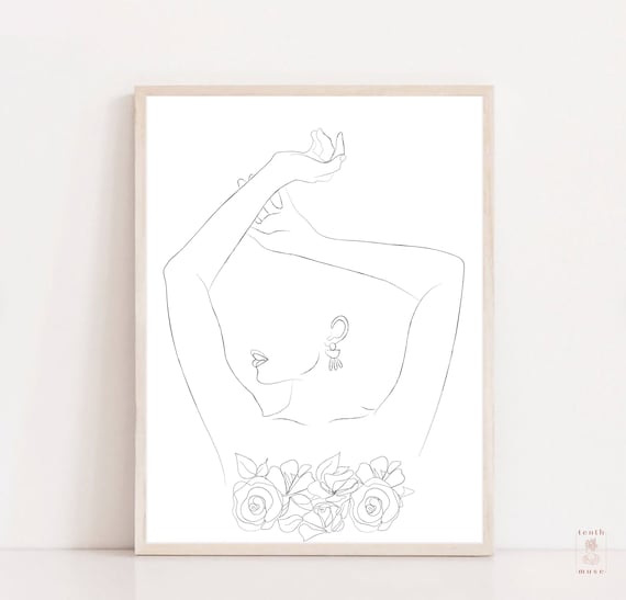 Woman Line Art PrintWoman Fashion PosterMinimalist Art | Etsy