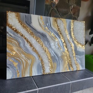 Silver Gold Crystal Painting Wall Artwork 24x36 Inch . Home Decor ...