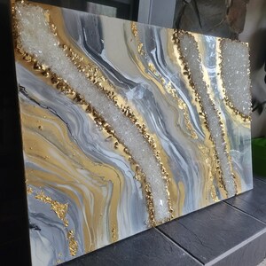 Silver Gold Crystal Painting Wall Artwork 24x36 Inch . Home Decor ...