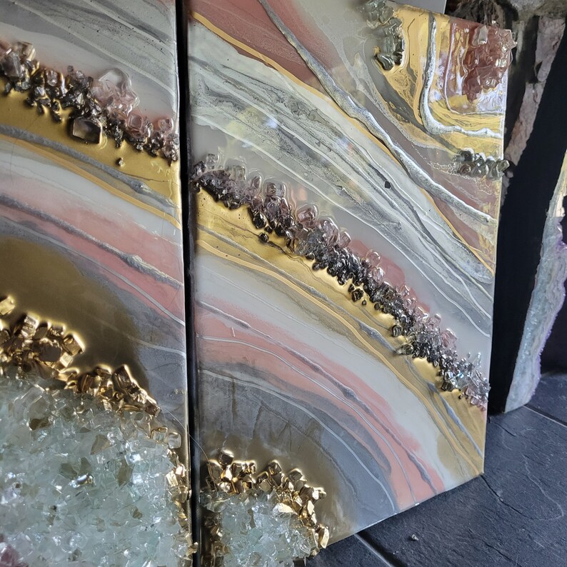 Blush Pink Resin Epoxy Wall Artwork / Geode Wall Art / Crystal - Etsy