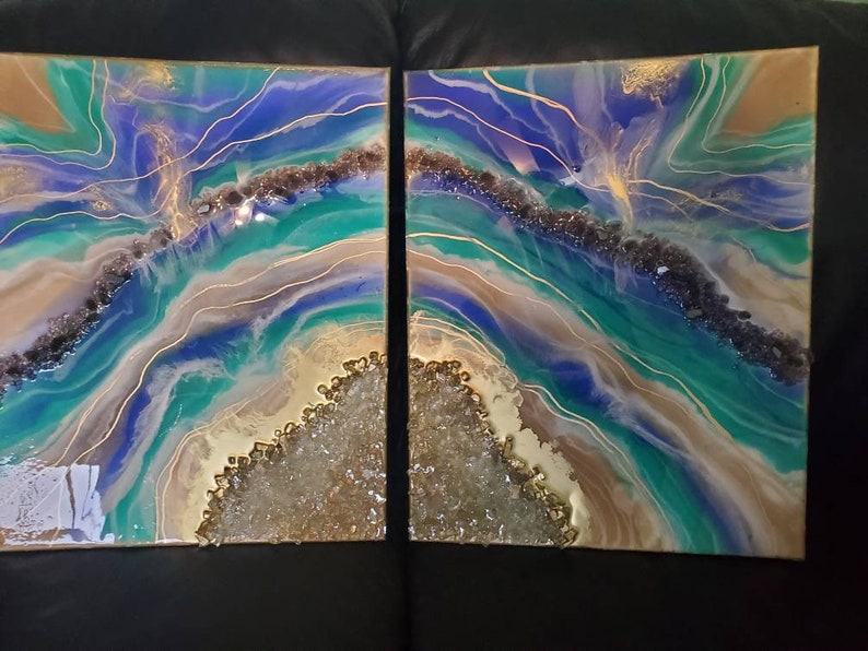 Ocean Geode Two Piece 16x202 / Resin Painting/ Ocean - Etsy