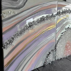 Lavender and Soft Pink Geode Painting / Gold Geode / Resin Painting ...