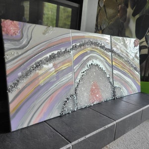 Lavender and Soft Pink Geode Painting / Gold Geode / Resin Painting ...