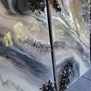 Silver Grey Resin Geode Epoxy Artwork/ Crystal Art / Silver Decor ...