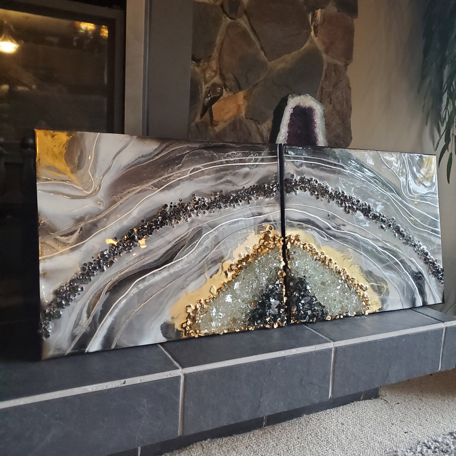 Black Resin Geode Wall Art / Geode Wall Art / Resin Geode / - Etsy