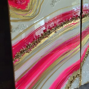 3 Piece Pink Geode Gold / Resin Geode / Geode Painting / Geode / Art ...