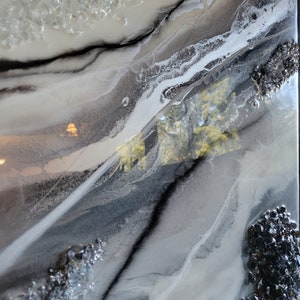 Silver Grey Resin Geode Epoxy Artwork/ Crystal Art / Silver Decor ...