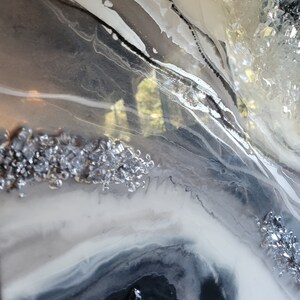 Silver Grey Resin Geode Epoxy Artwork/ Crystal Art / Silver Decor ...