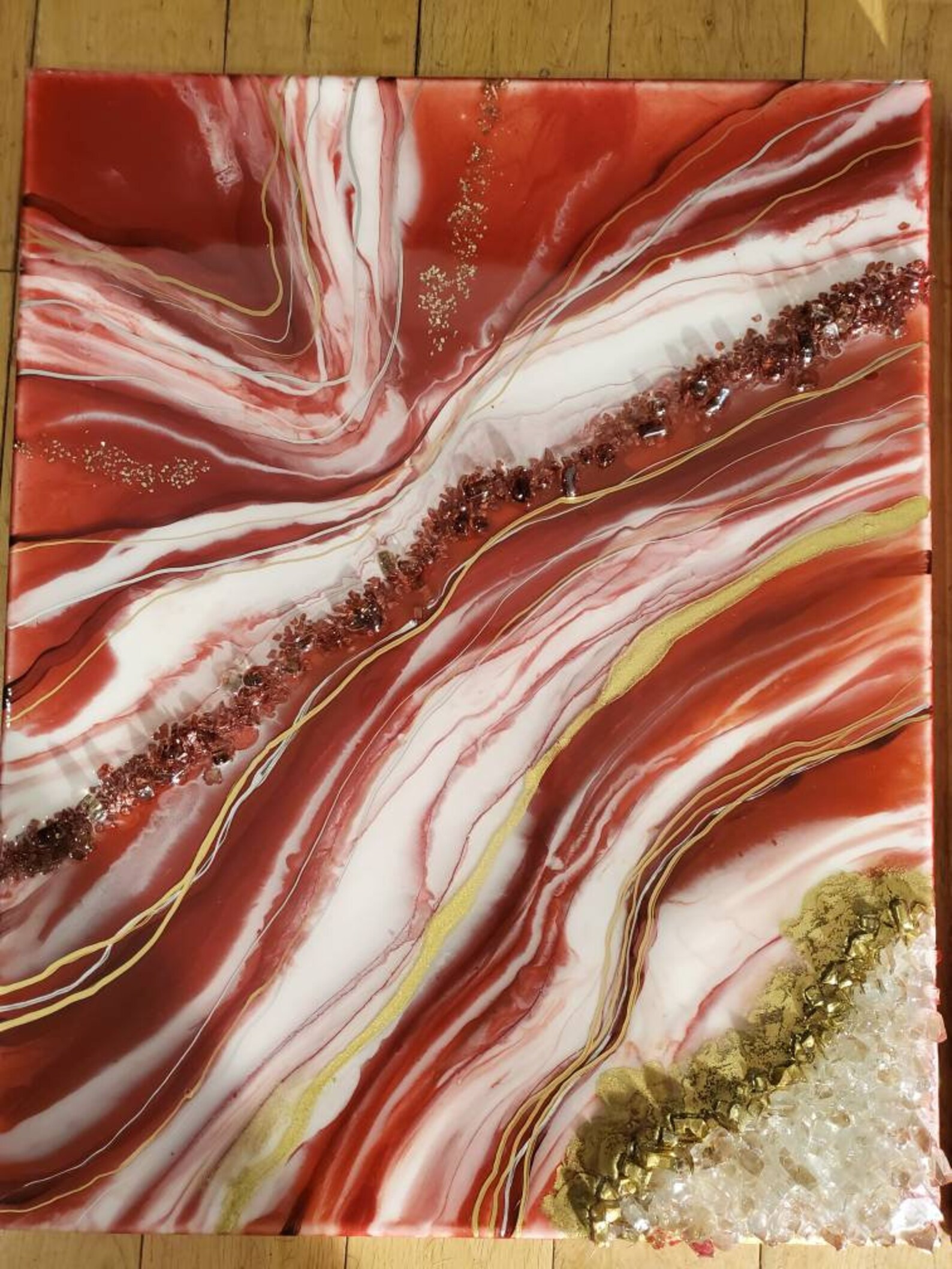 3-piece Red Resin Geode Canvas Art: Abstract Wall Decor - Etsy