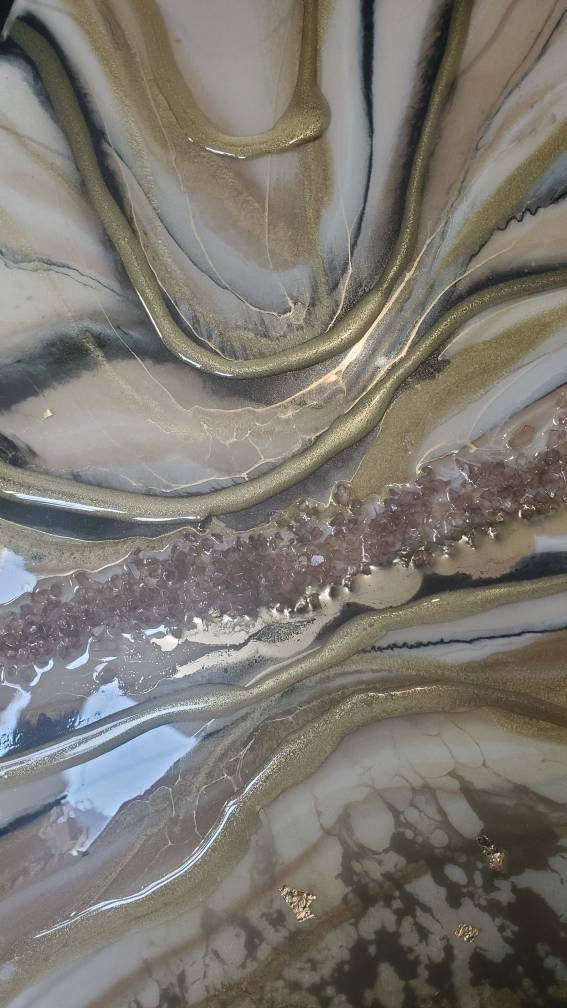 3 Piece Geode / Geode Painting / Gold Geode / Resin Painting / | Etsy