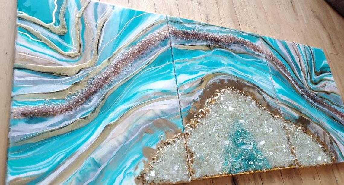 Teal Geode / Ocean Geode / Blue Geode /resin Geode / Geode - Etsy