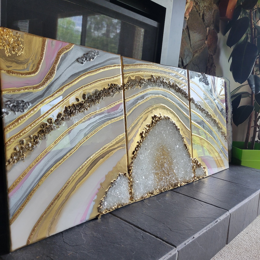 Crystal Geode Epoxy Painting Wall Art Modern Abstract Gift Idea Office ...