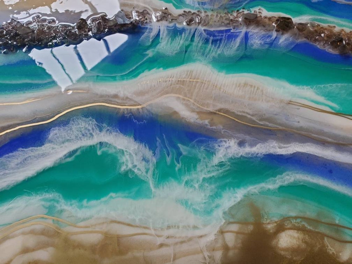 Ocean Geode Two Piece 16x202 / Resin Painting/ Ocean - Etsy