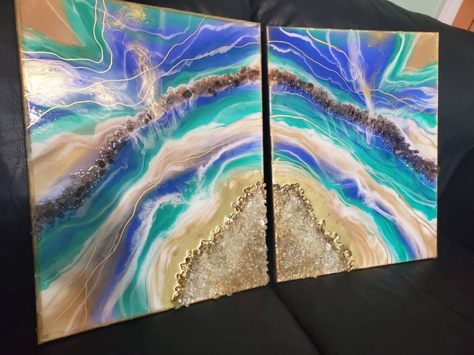 Ocean Geode Two Piece 16x202 / Resin Painting/ Ocean - Etsy