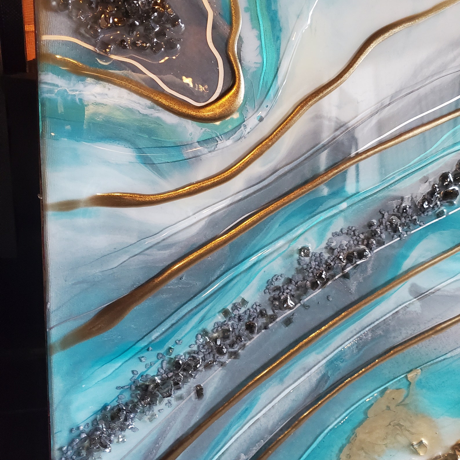 Geode / Teal Geode Art / Resin Geode / Resin Art / Epoxy Art / - Etsy