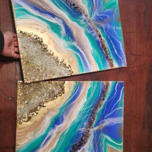 Ocean Geode Two Piece (16x20(2)) / Resin Painting/ Ocean Painting ...