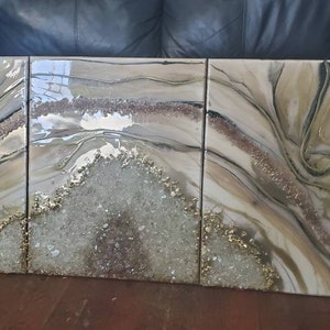 3 Piece Geode / Geode Painting / Gold Geode / Resin Painting / Resing ...