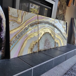 20x48 Blush Pink Geode Epoxy Artwork / Wall Art / Blush Pink / Gold ...