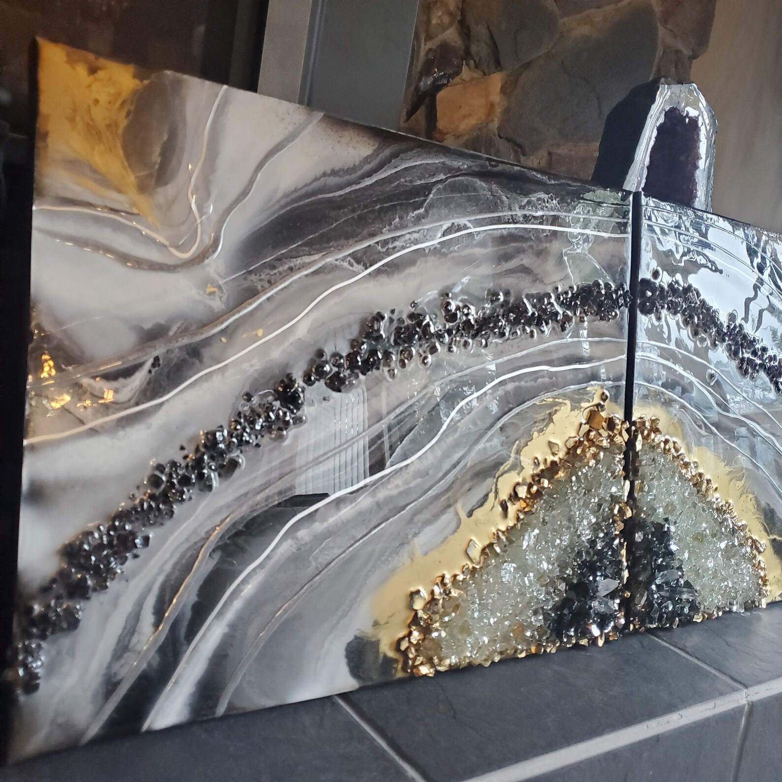 Black Resin Geode Wall Art / Geode Wall Art / Resin Geode / - Etsy