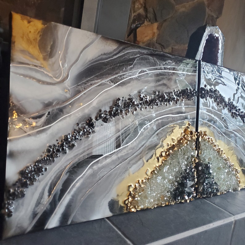 Black Resin Geode Wall Art / Geode Wall Art / Resin Geode / - Etsy