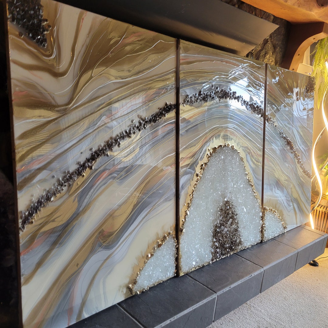 36x72 Large Geode Resin Wall Art Decor / Gold Resin Artwork / Handmade ...