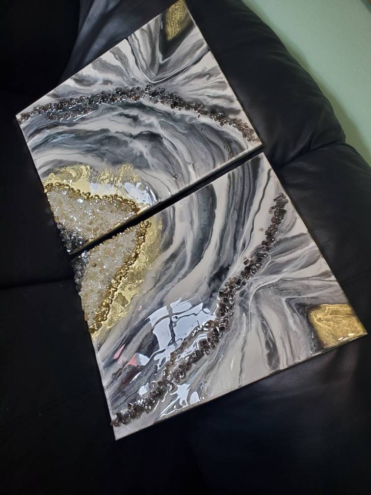 Modern Art / Black Geode / Geode / Resin Art / Wall Art / - Etsy