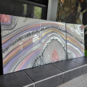 Lavender and Soft Pink Geode Painting / Gold Geode / Resin Painting ...