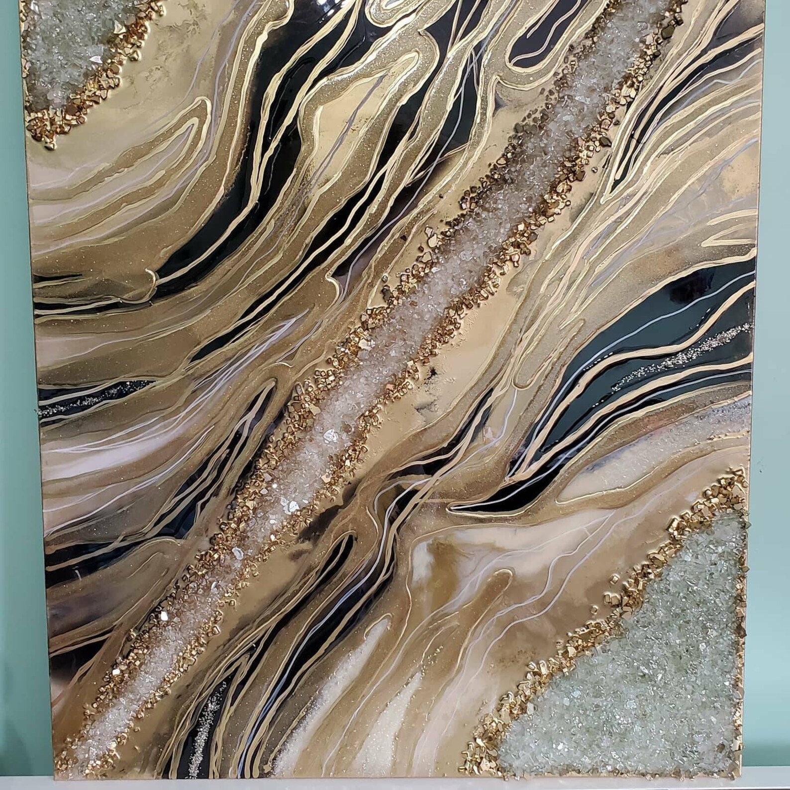 Large Gold and Black Geode / Geode / Resin Geode / Luxury Art - Etsy