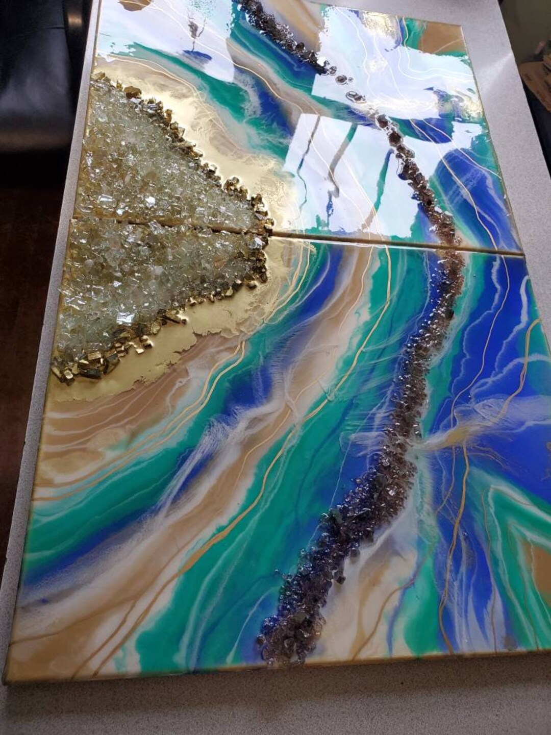 Ocean Geode Two Piece (16x20(2)) / Resin Painting/ Ocean Painting ...