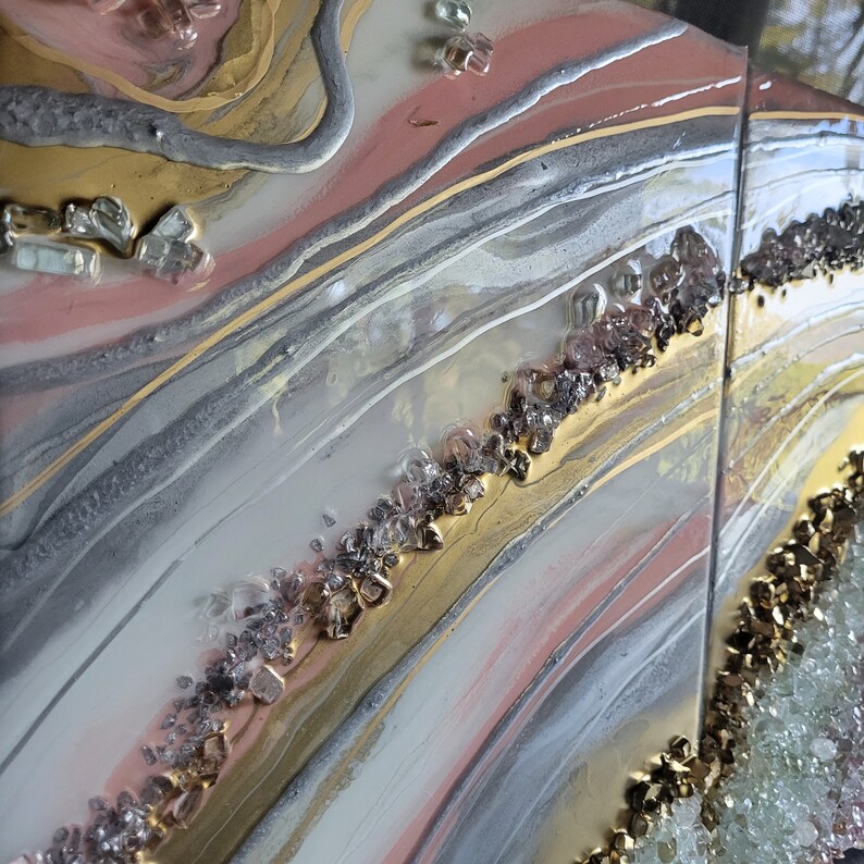 Blush Pink Resin Epoxy Wall Artwork / Geode Wall Art / Crystal - Etsy