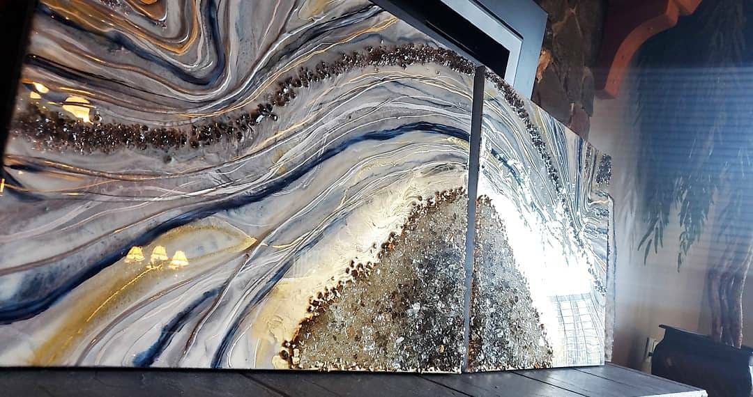 Large Geode / Silver Geode / Navy Geode / Geode / Modern Art / Luxury ...