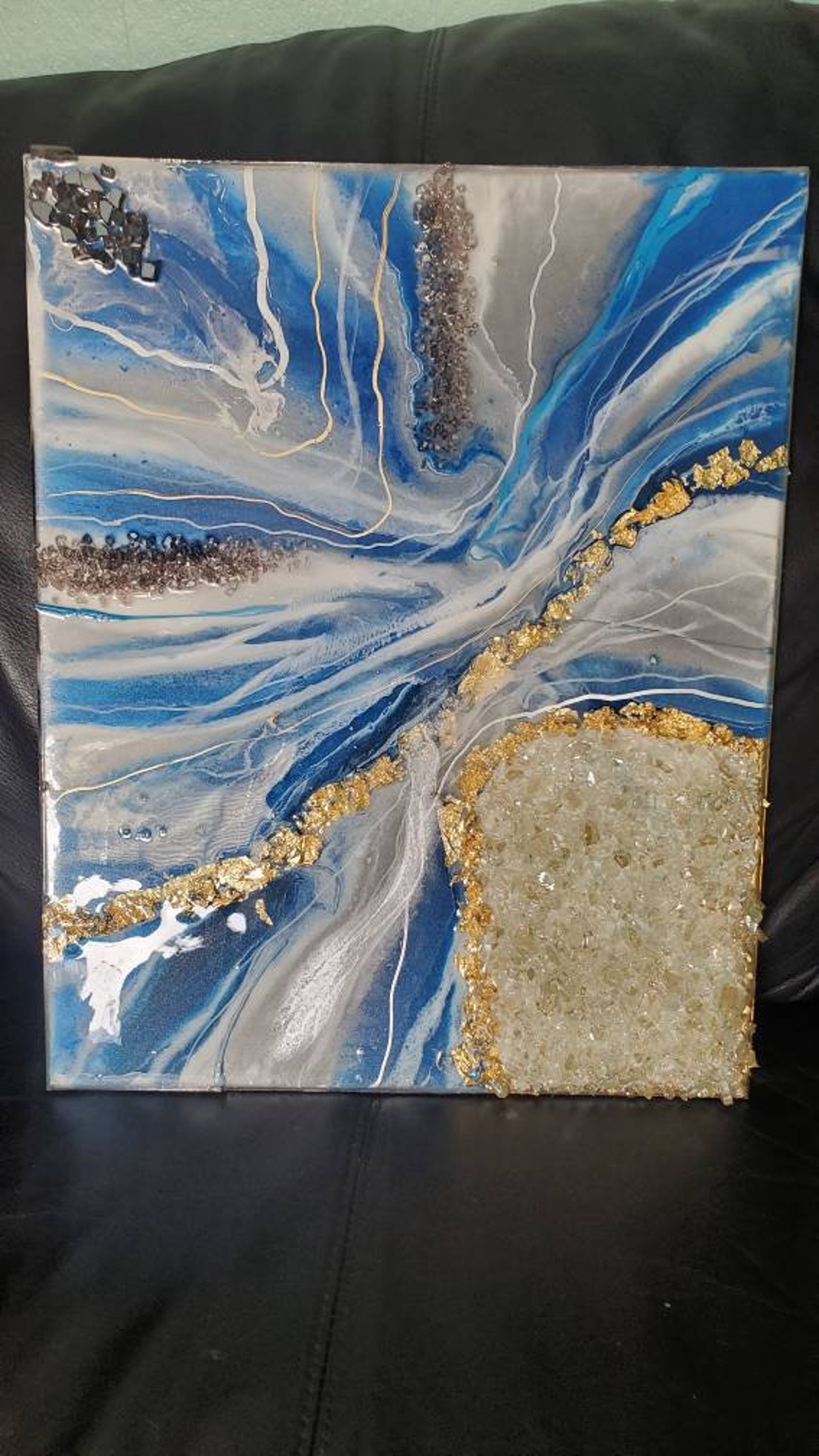 2 Piece Blue Geode / Blue Geode / Blue Geode Painting / Resin - Etsy