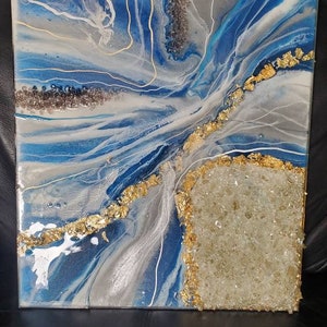 2 Piece Blue Geode / Blue Geode / Blue Geode Painting / Resin Geode ...
