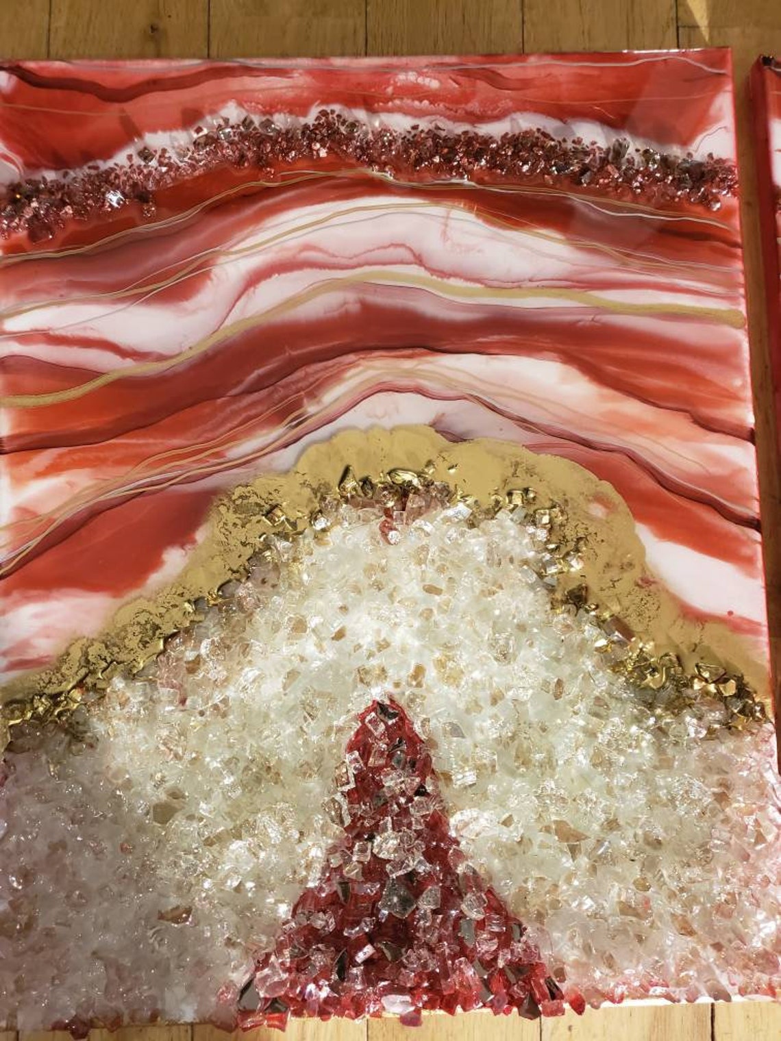 3 piece geode large geode red geode resin art art | Etsy