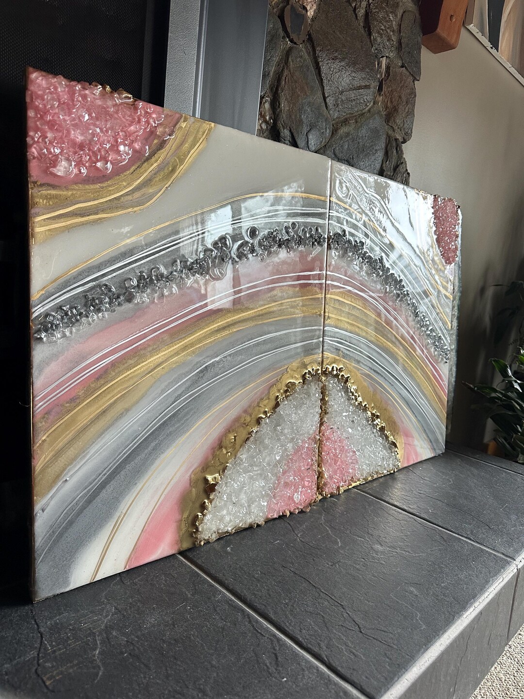 Blush Pink Resin Artwork/ Epoxy Art / Resin Geode / Quartz / Resin ...