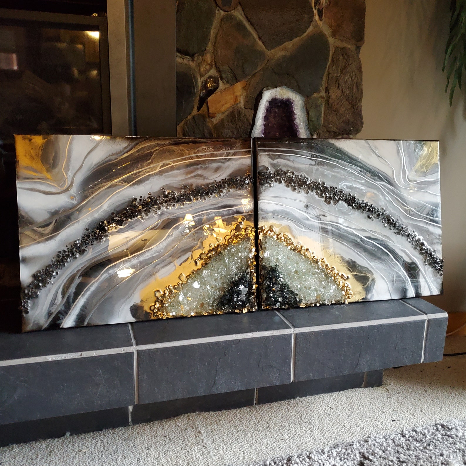 Black Resin Geode Wall Art / Geode Wall Art / Resin Geode / - Etsy