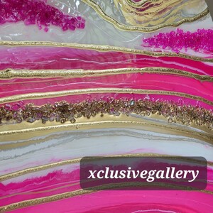 Large Fuschia Pink Geode Resin Art With Gold Sparkle (36x72) - Etsy