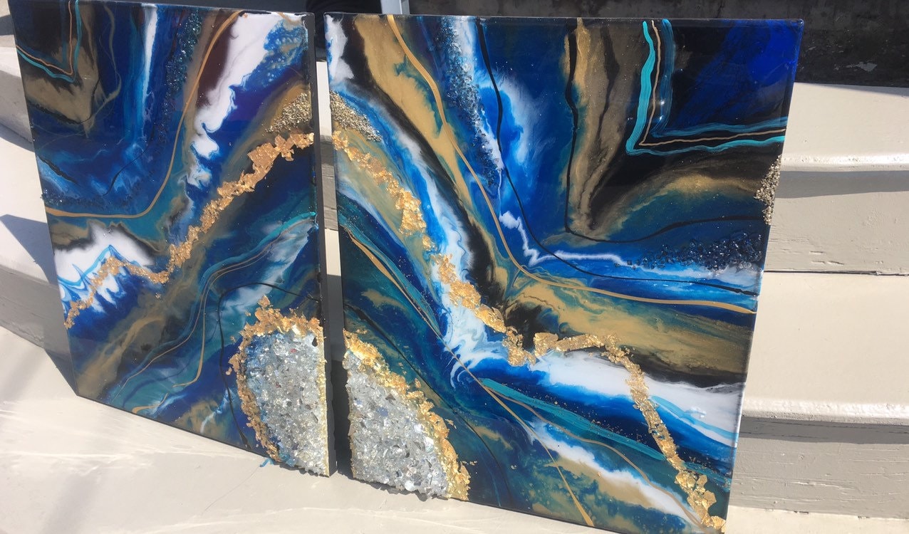 Blue Geode Painting / Resin Painting /geode Painting - Etsy Canada
