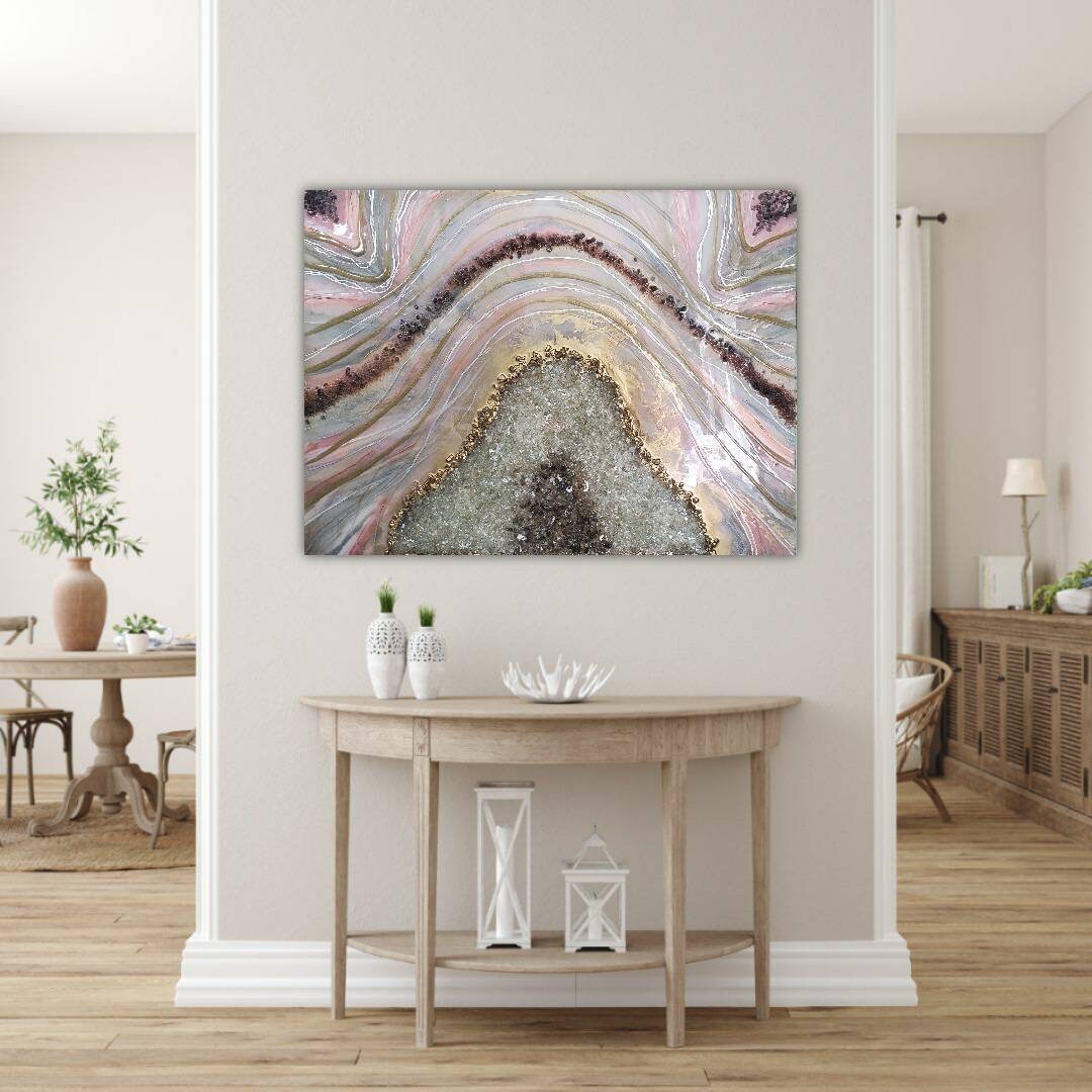 Large Pink Geode / Pink Resin Geode / Pink Geode / Pink Resin / Resin ...