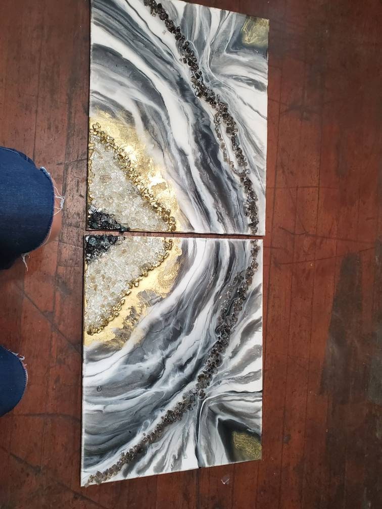 Modern Art / Black Geode / Geode / Resin Art / Wall Art / - Etsy