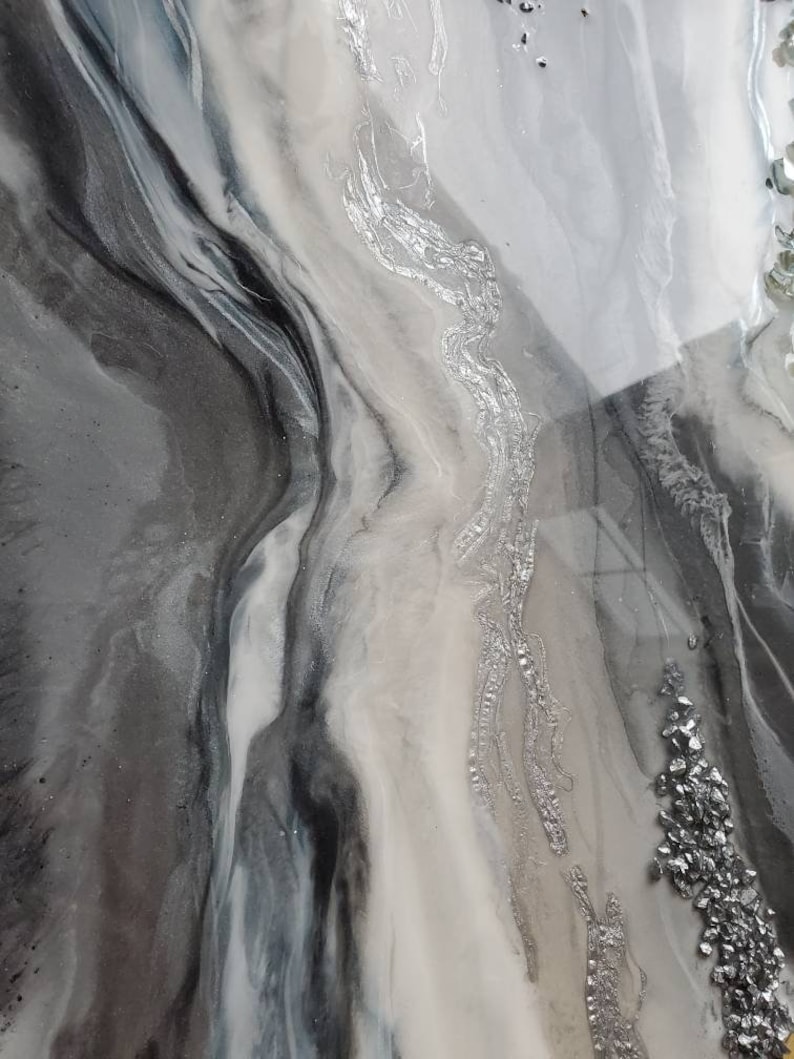Silver Resin Art Grey Geode Resin Painting Resin Art - Etsy Canada