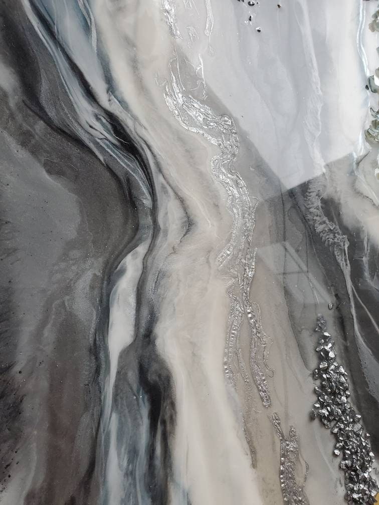 Silver Resin Art Grey Geode Resin Painting Resin Art - Etsy Australia