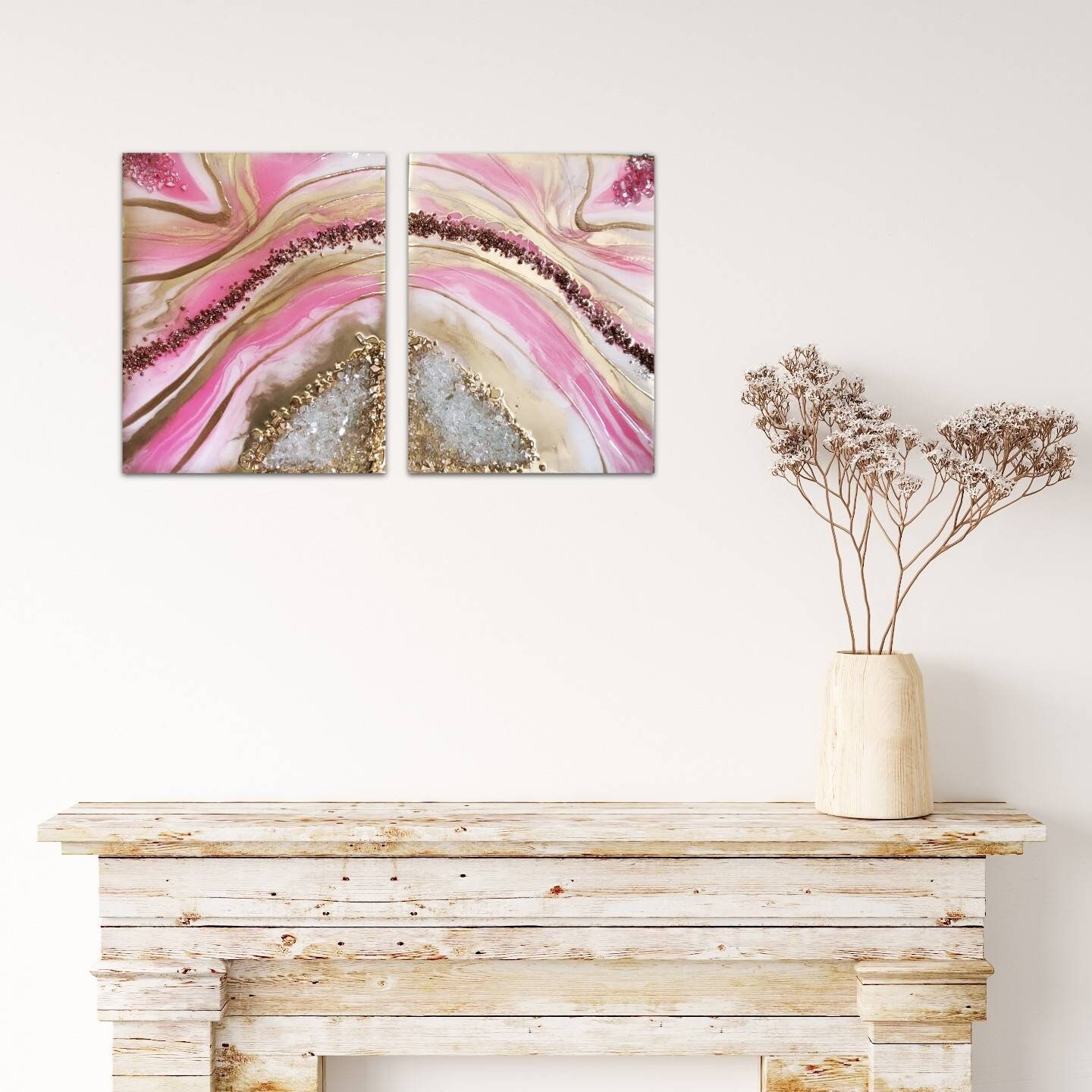 Pink geode/ pink resin / resin artwork / art / geode / geode | Etsy