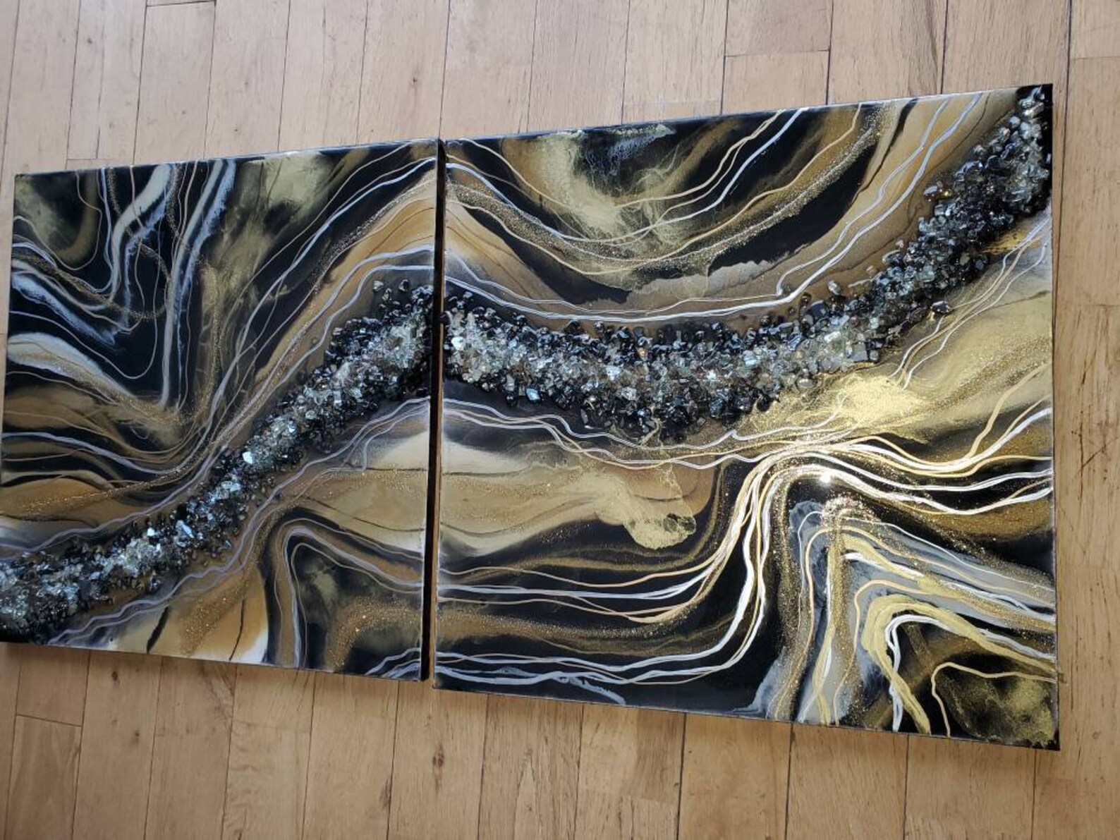 Black and Gold Geode Abstract Art Gold Geode Gold - Etsy Canada