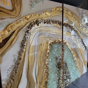 Large Resin Epoxy Geode Wall Decor / Wall Artwork / Resin Geode/ Gold ...