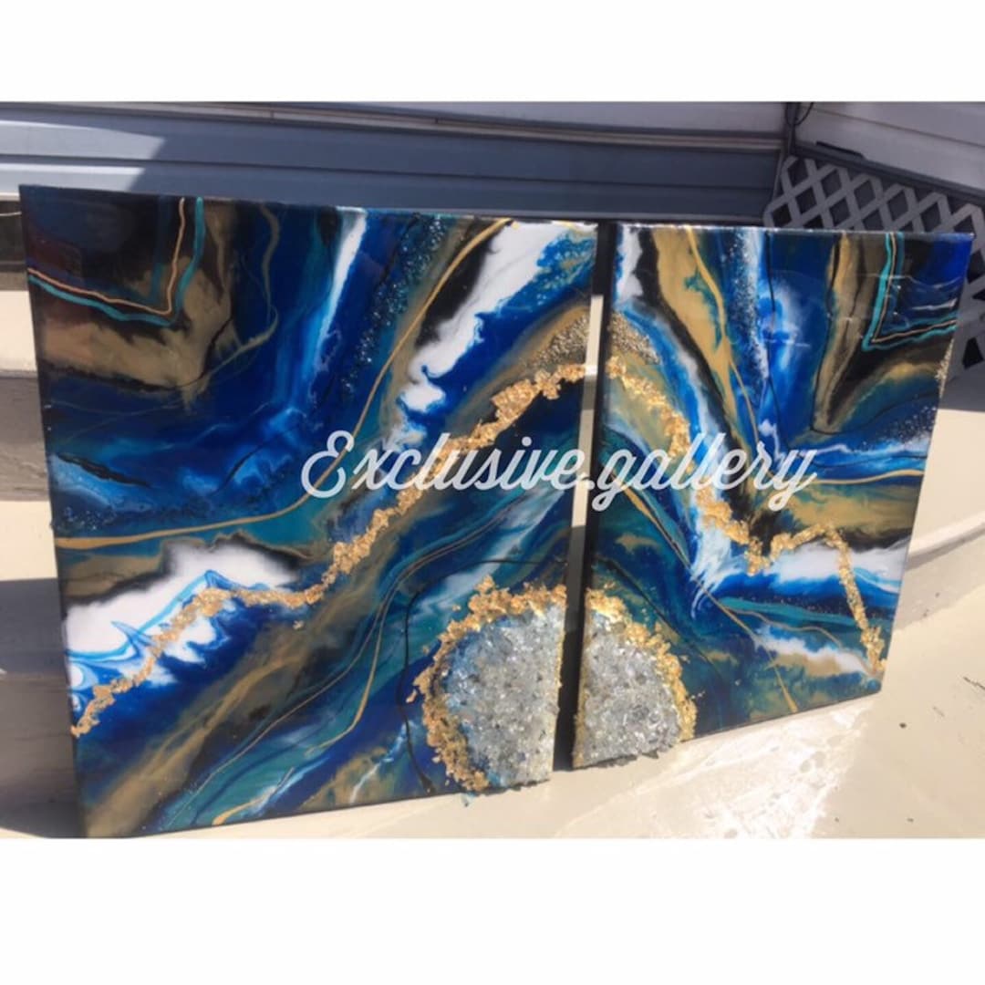 Blue Geode Painting / Resin Painting /geode Painting | Original ...