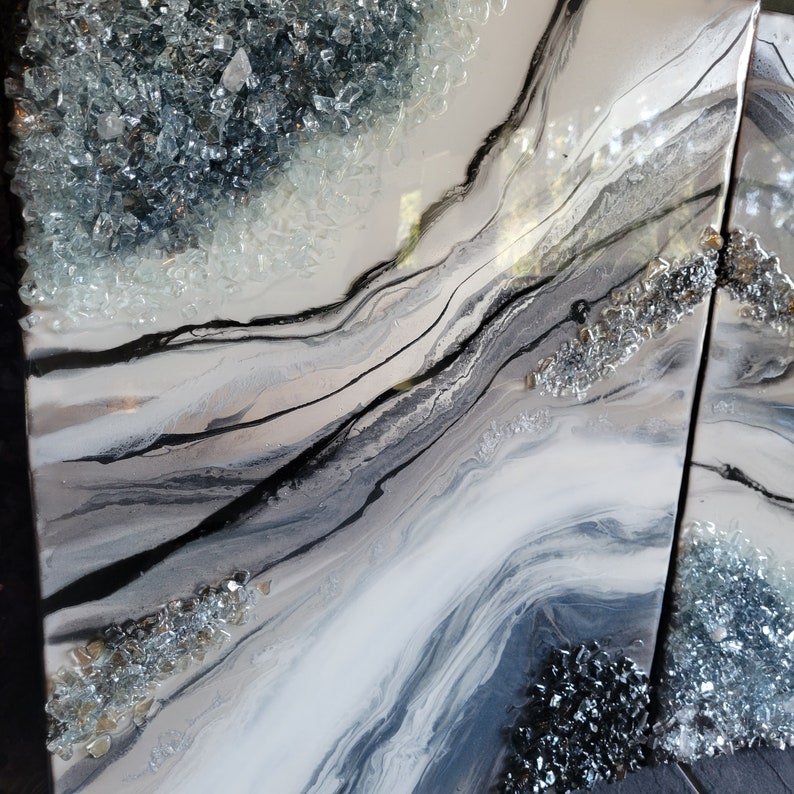 Three Piece Silver Epoxy Resin Geode Wall Art / Grey Wall Art/ - Etsy