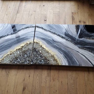Silver Geode | Gray Geode | Geode | Large Geode | Art | Painting ...